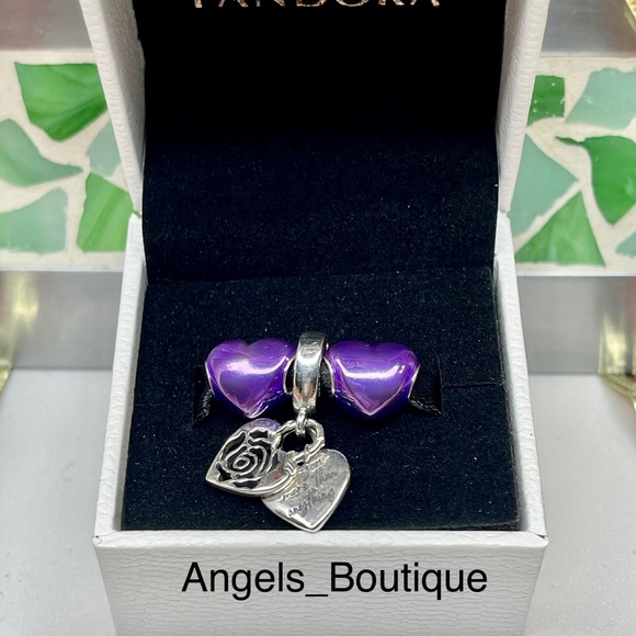 Pandora | Jewelry | New Pandora Purple Metallic Heart And Heart Padlock ...